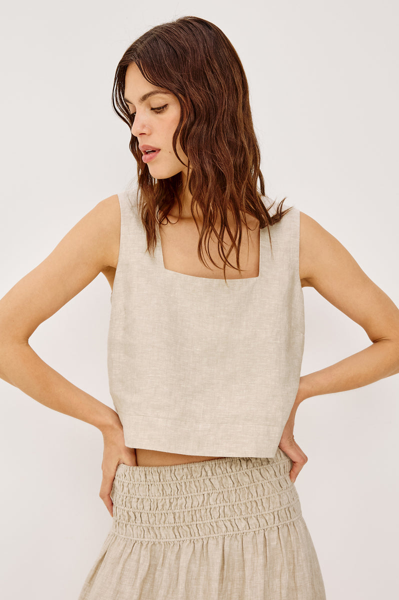 AKIRA TOP - HEATHERED FLAX – Rails Canada