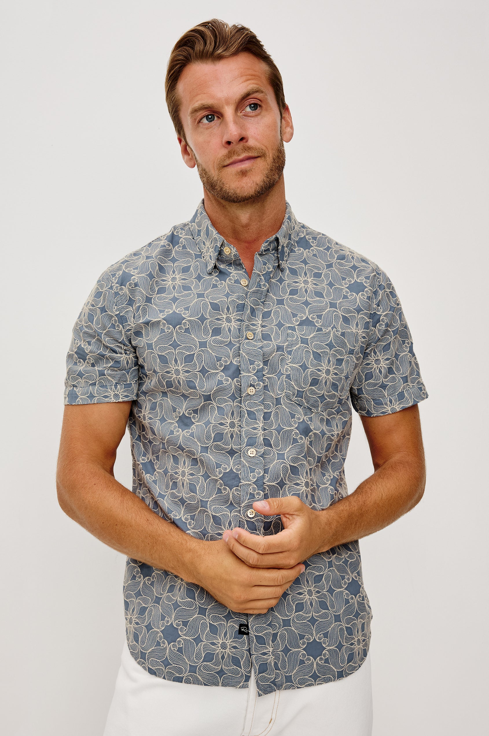 HALE SHIRT - WHIRLING DAISY STEEL – Rails Canada