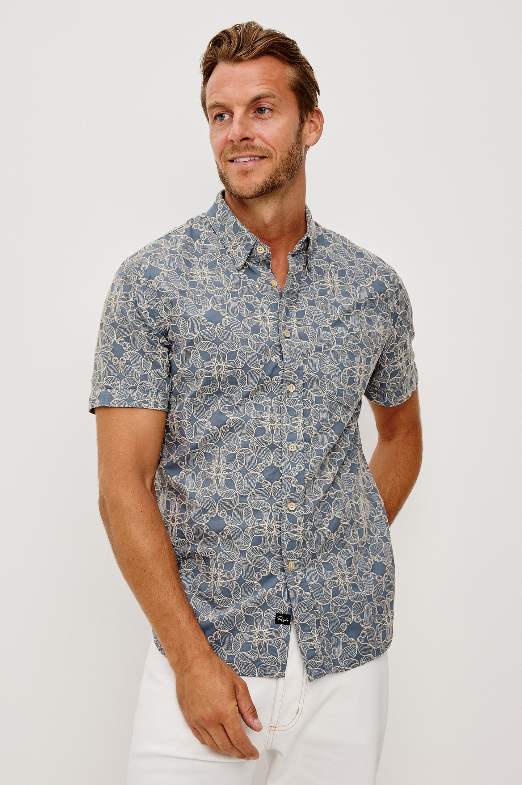 HALE SHIRT - WHIRLING DAISY STEEL – Rails Canada
